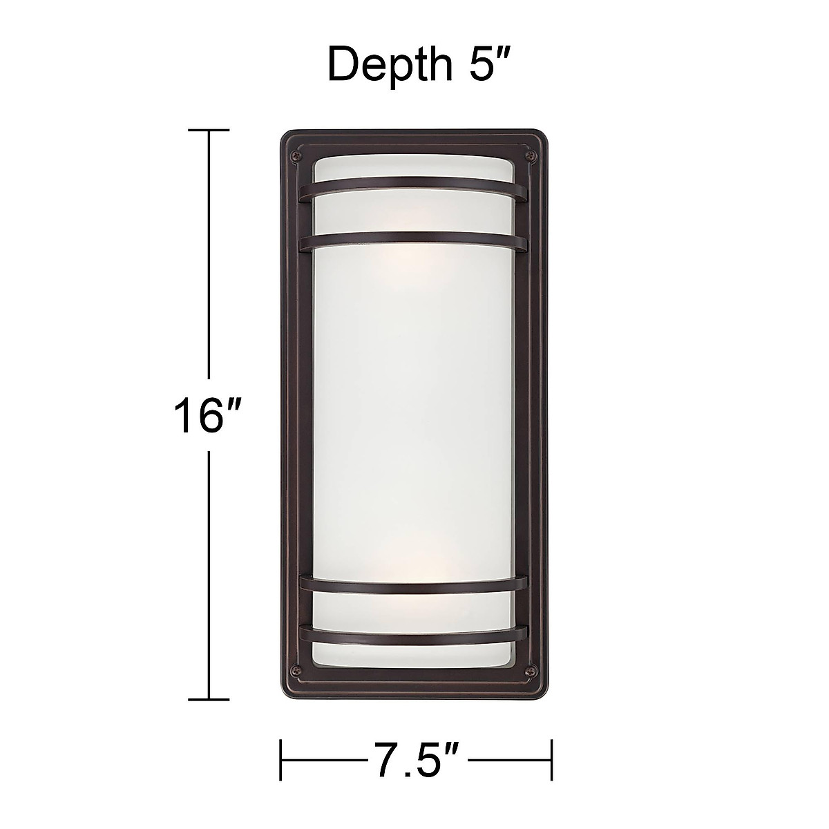 John Timberland Habitat Modern Industrial Outdoor Wall Light Fixture Rubbed Bronze Steel 16" Opal Etched Glass for Exterior House Porch Patio Outside Deck Garage Yard Front Door Garden Home