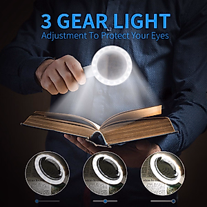 Magnifying Glass with Light, 12X 5X Handheld Magnifier with 18LED Light Have 3 Modes, Illuminated Lighted Magnifier for Reading, Inspection, Coins, Jewelry, Exploring