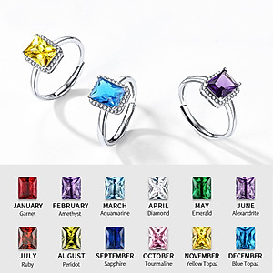 ChicSilver Emerald Cut Birthstone Ring, 925 Sterling Silver Simulated Green Emerald Rings for Women May Birthstone Jewelry