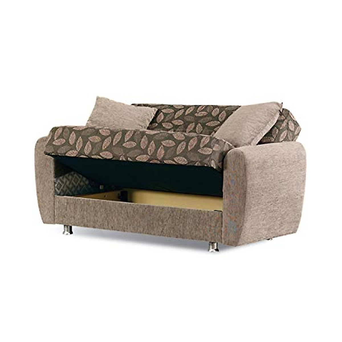 BEYAN Chestnut 2016 Collection Living Room Convertible Storage Loveseat with Storage Space, Includes 2 Pillows, Dark Brown