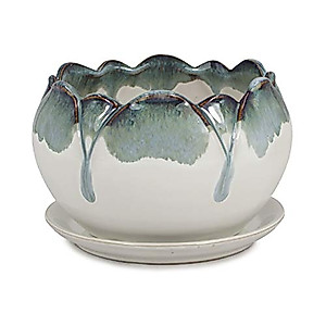 Dahlia 5.5'' Inch Rustic Drip Glazed Ceramic Planter/Succulent Pot/Plant Pot w. Saucer/Tray