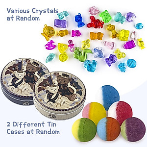 Bath Bombs for Kids,12pcs+1 Squeak toy Bath Bombs with Surprise Crystal Toys Inside, Handmade Natural and Organic Bubble Bath Bombs with Gift Tin Box, Birthday Christmas Easter Gift for Girls and Boys