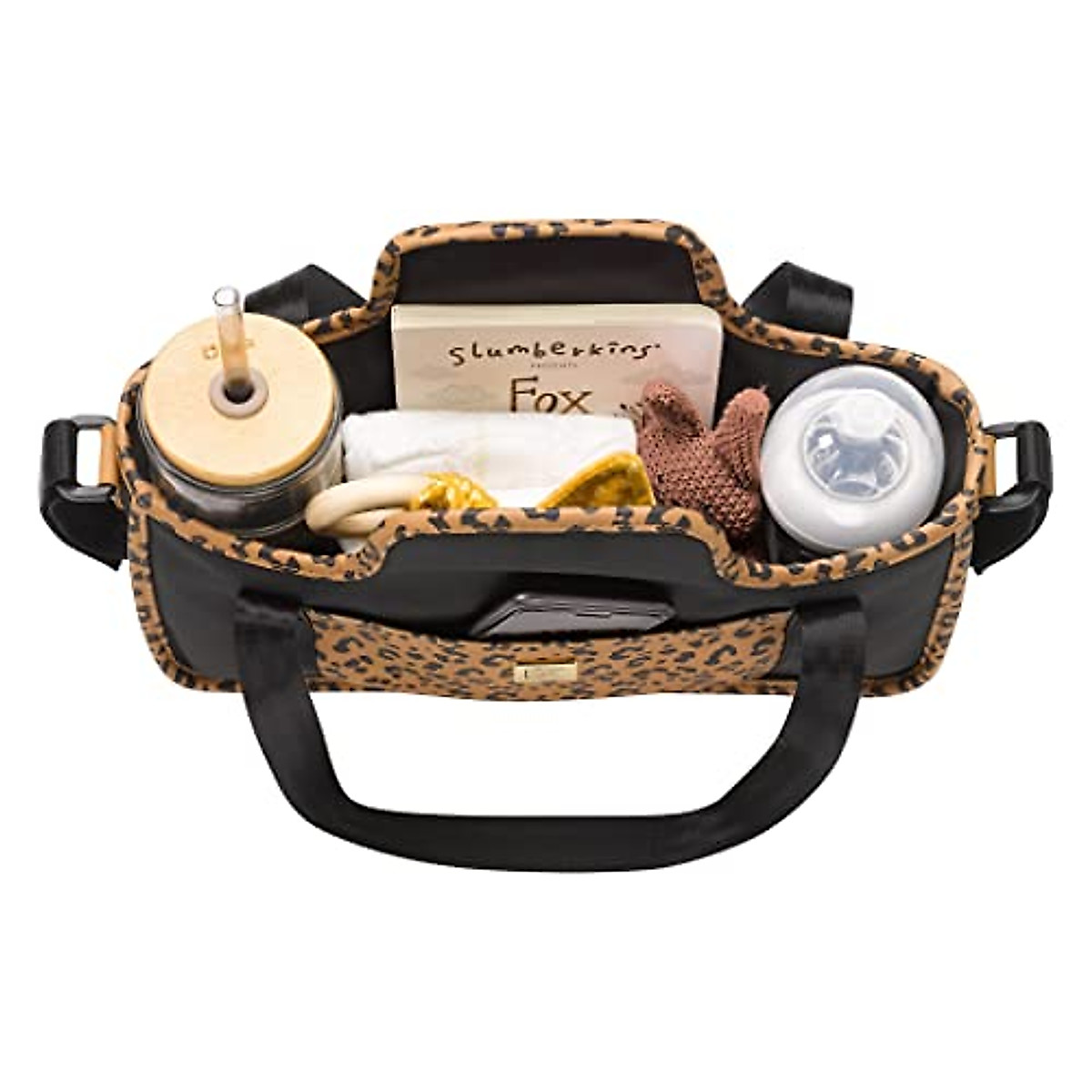 Petunia Pickle Bottom Wander Stroller Caddy | Perfect Baby Caddy to Keep Everything Organized | Multiple Carry Positions | Fits Most Strollers - Leopard Leatherette