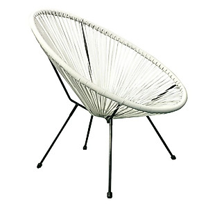 Overstock HighlanderHome Water-Resistant Retro-Modern Outdoor Acapulco Chair White