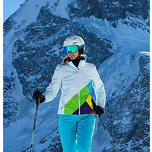 Giro Moxie Ski Goggles - Snowboard Goggles for Women & Youth - White Core Light Strap with Grey Cobalt/Yellow Lenses