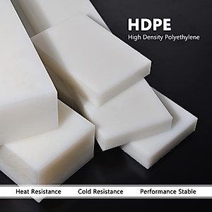 HDPE Block White PE Polyethylene Rectangular Solid Plastic Tapping Block High Density Sheet Great for DIY Projects for Machining Home Floor Improvement （3/4" x 4-½" x 3"）