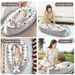 Baby Lounger Cover, Ultra Soft Cotton & Breathable Baby Nest Cover for Co Sleeping, Adjustable Portable Newborn Lounger Baby Bed Cover Perfect for Traveling and Napping