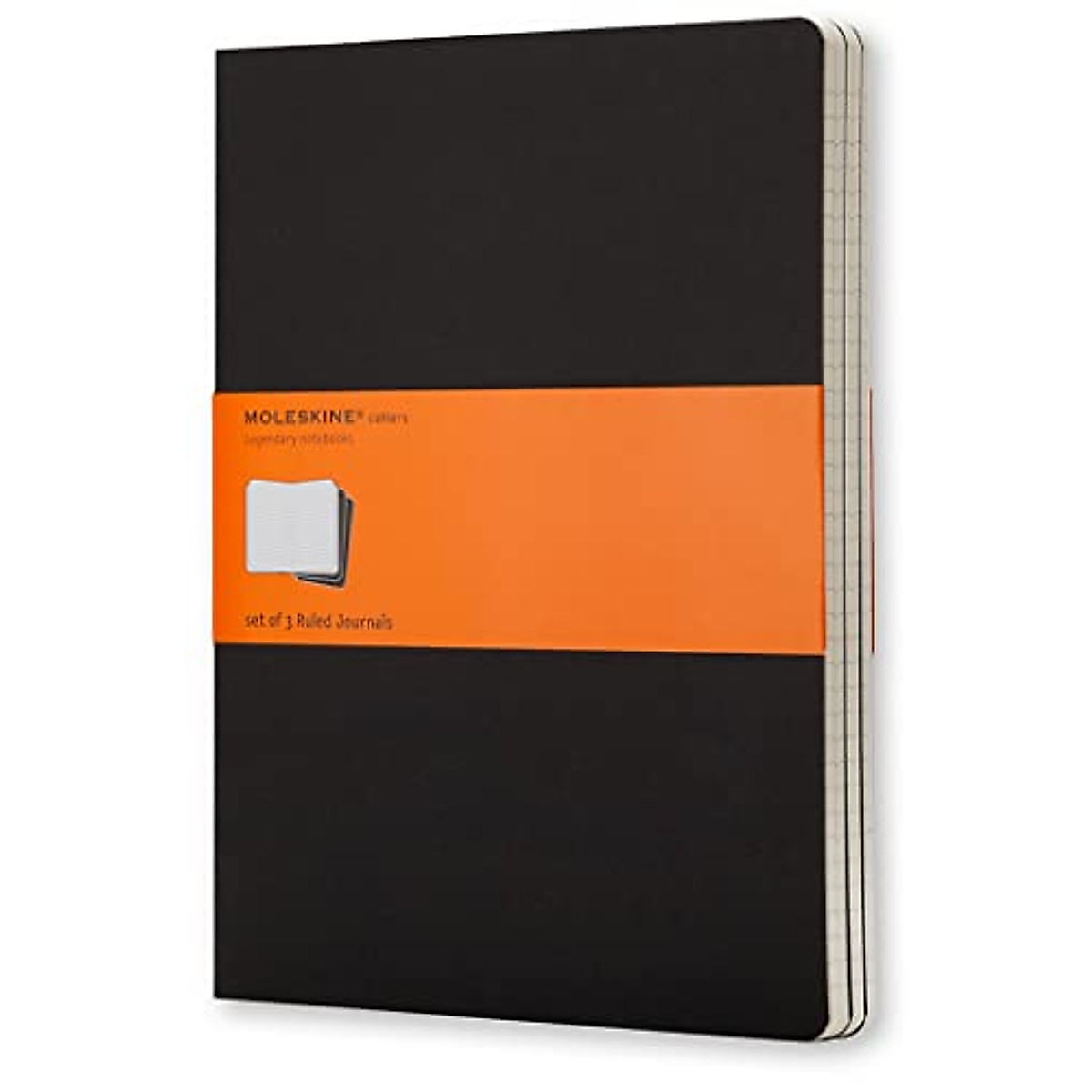 Moleskine Cahier Journal, Soft Cover, XL (7.5" x 9.5") Ruled/Lined, Black, 120 Pages (Set of 3)
