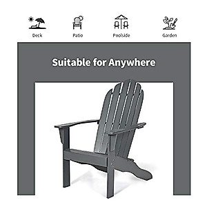 Giantex Adirondack Chair Acacia Wood Outdoor Chairs with 350 lbs Weight Capacity, Weather Resistant Lounge Armchair for Yard, Patio, Garden, Poolside, Balcony, Deck Fire Pit Chairs, Gray