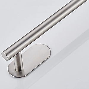 Stainless Steel Hand Towel Rack Thicken Bath Towel Rod Wall Mounted Single Towel Bar Nail-Free Installation Waterproof Towel Shelf for Bathroom Wall Mounted No Drill Rack Storage Toilet Silver