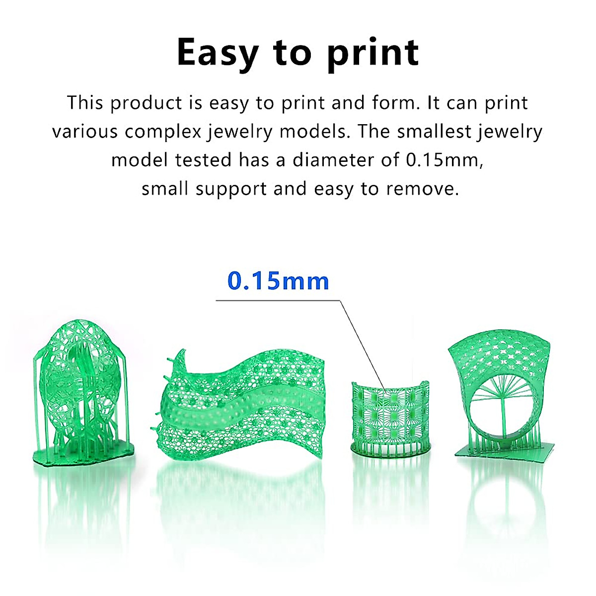 IFUN Jewelry Casting Resin for 405nm LCD DLP Printing-Easy to Print Use and Burn High Resolution- 3D Printer Photosensitive Castable Resin Liquid- Green 500g