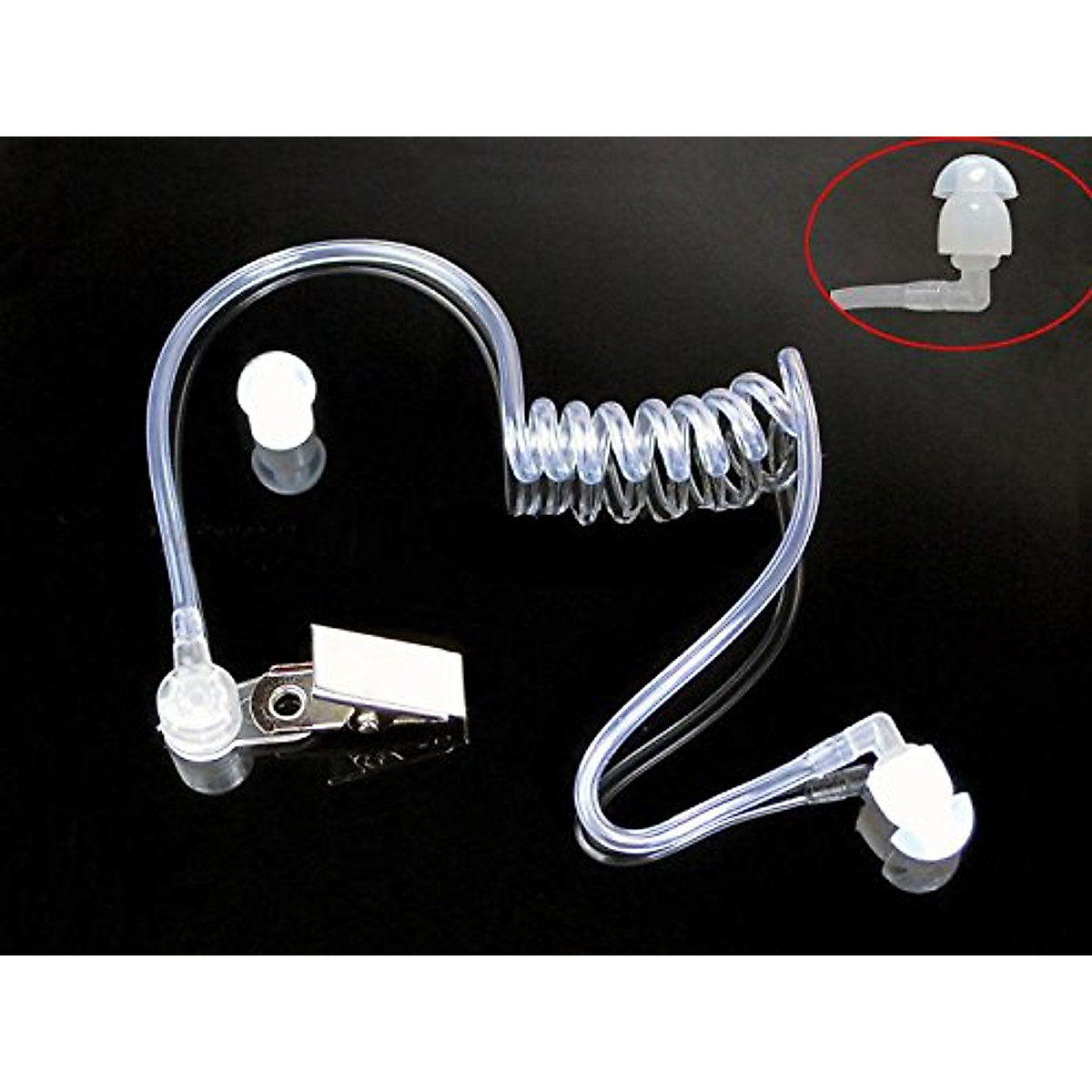 A AIRSN Replacement Mushroom Earbud Ear Tips for Motorola Kenwood Two Way Radio Coil Tube Audio Kits/Transparent Acoustic Tube Earpieces (Standard Mushroom)