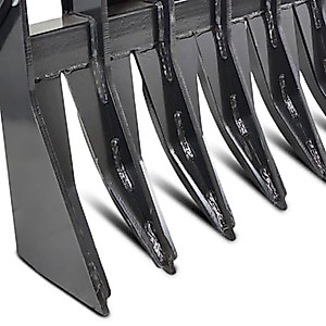 Titan Attachments Skid Steer Root Rake Attachment 72in Wide, Universal Quick Tach Hookup, Root Clearing Brush Rake, Land Clearing Site Prep Implement, Roll Debris, Silage, Brush to Burn Pile