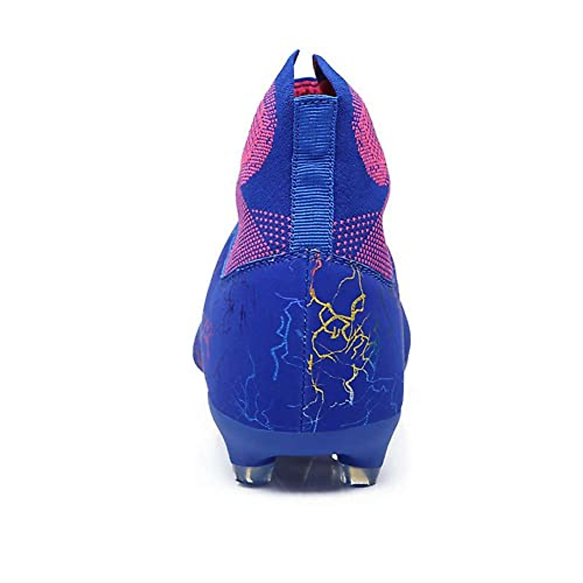 WELRUNG Men's Women's AG Cleats Training Athletic Non-Slip Long Studs High-Top Football Soccer Shoes for Youth Blue 9.5/8 US