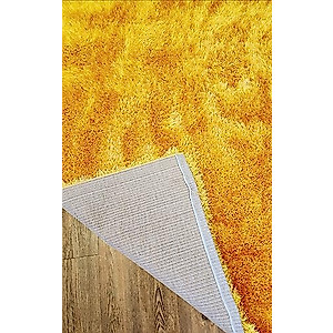 Brilliant Shag Yellow Rug - Indoor Home Living Room Carpet, Size: 7'6" x 10'3", Soft, Plush Rug
