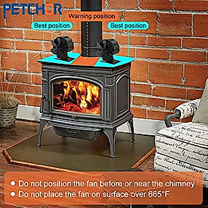 PETCHOR Mini Stove Fan, Wood Stove Fans Non Electric, Fireplace Fan Heat Powered, Stove Top Fan for Fireplace/Wood Stoves/Burner/Wood burning/Pellet Eco Friendly with Thermometer