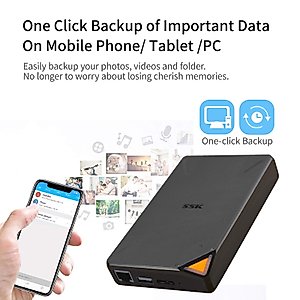 SSK 1TB Personal Cloud External Wireless Hard Drive Portable NAS Storage with WiFi Hotspot for Travel, Support Auto Backup Connect SD Card Reader Share Data for iPhone iPad Tablet Laptop