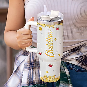 Hyturtle Personalized HairStylist Tumbler Gift For HairStylists Christian God Says You Are Cup With Name 40oz Tumbler with Handle&Straw Lid Hairdressing Hairdresser Coffee Cup Flower Print Cosmetology