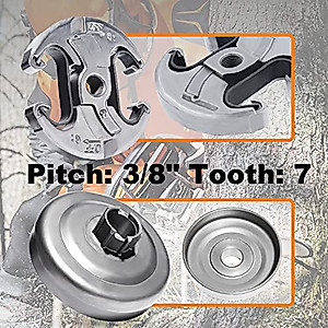 Mtanlo 3/8 Clutch Drum Rim Sprocket Cover Bearing Kit for Husqvarna 455 460 Rancher 461 Chainsaw Replacement Parts 537291602