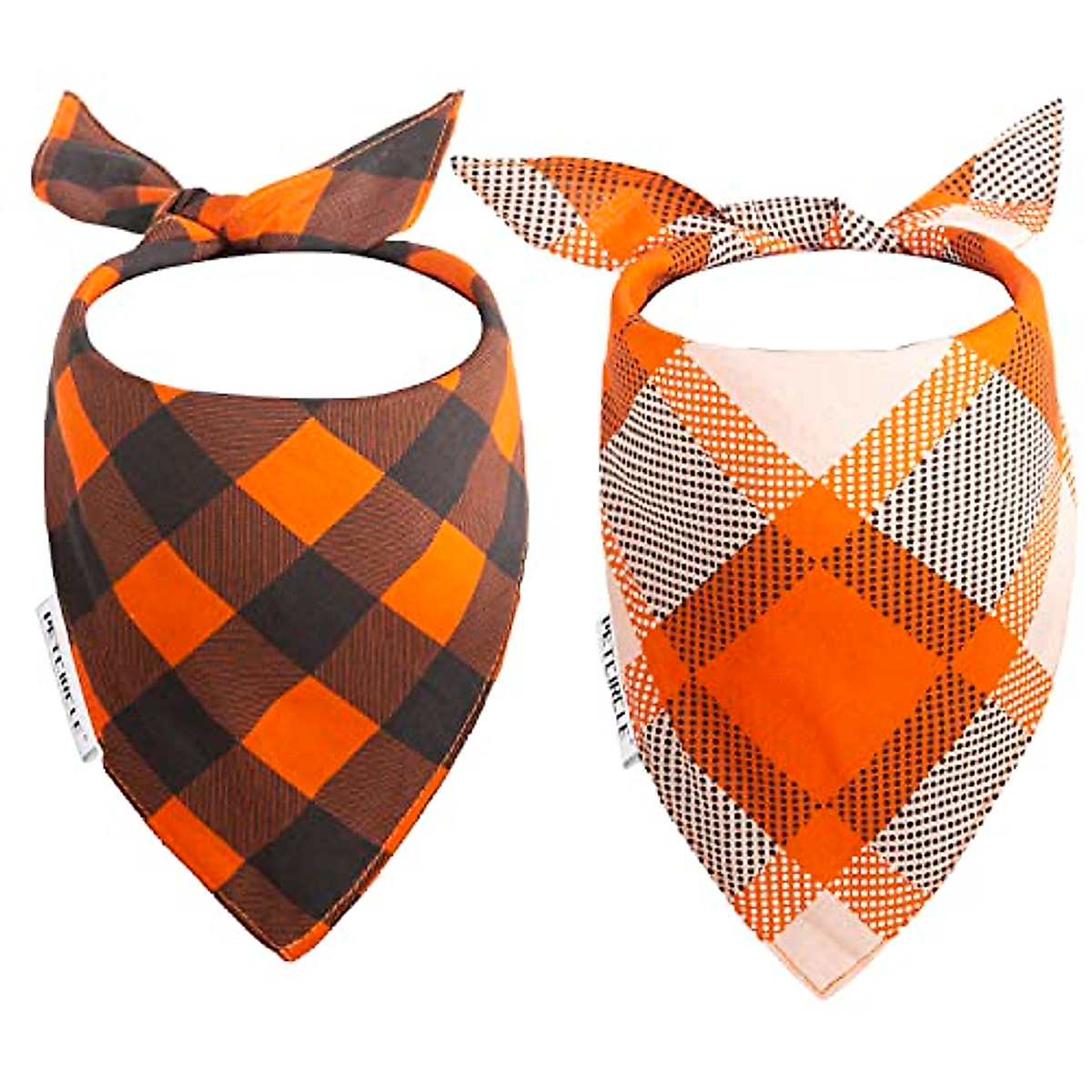 Dog Bandanas Fall 2 Pack,for Dog Birthday Party Double Layer Fabric pet Scarf Durable for Dog cat Birthday (Small, Orange)