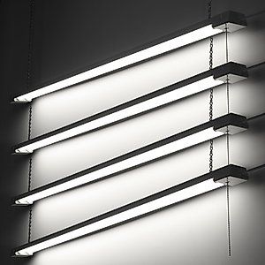 LEONLITE LED Shop Light 4FT, Deep Reflector, 40W 5000K Daylight Linkable LED Shop Light, Plug in Shop Light with Pull Chain (ON/Off), 4 Foot LED Shop Lights for Workshop, Garage, Shop, Pack of 4