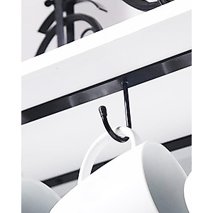 YQBOOM Mug Hanger Under Cabinet 3 Pcs Iron Mug Rack Wall Mounted Coffee Cup Hanging Rack Mug Storage Organizer for Kitchen Dining Bar Bronze