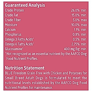 Blue Buffalo Freedom Grain Free Natural Adult Small Breed Dry Dog Food, Chicken 11-lb
