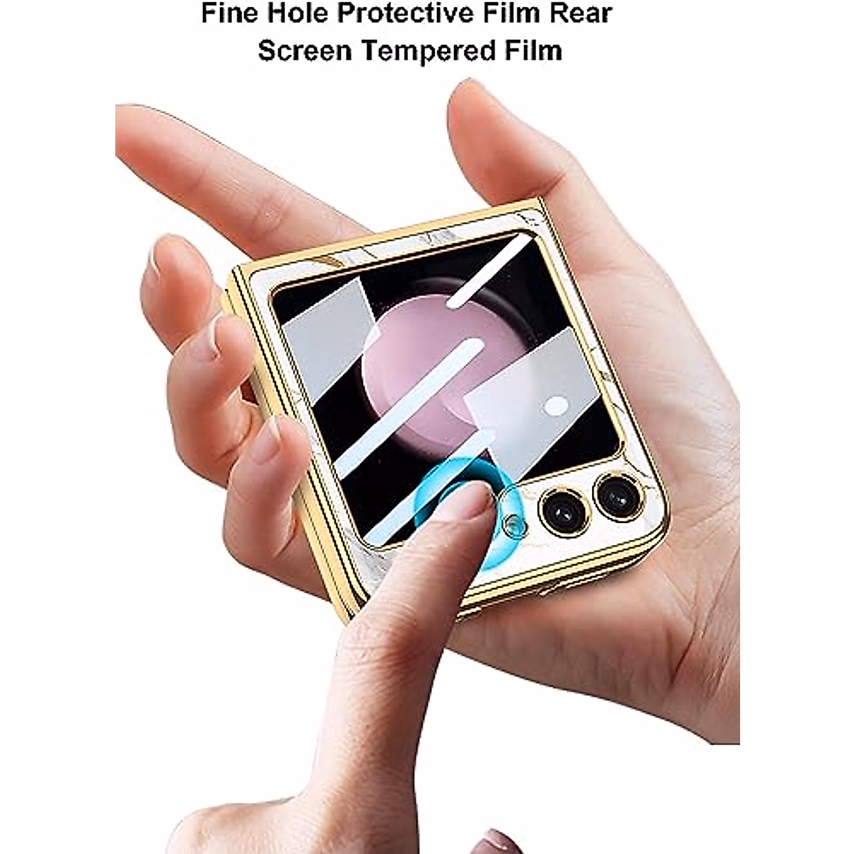 TECHY for Samsung Z Flip 5 Case Ultra-Thin Electroplated Glass Protective Cover for Samsung Galaxy Z Flip 5 Case, Golden Wings