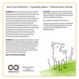 Burt's Bees Baby Chest Rub Stick, Coconut Oil, Shea Butter and Manuka Honey Lavender & Eucalyptus, White, 1 Ounce