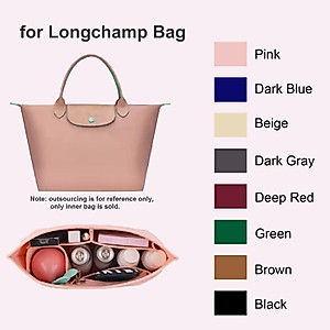 D.DUO Purse Organizer, Multi-Pocket Felt Handbag Organizer, Folding Tote Bag organizer insert for Insert Wallet Organizer for Longchamp (Beige, Large)