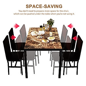 DKLGG Dining Table Set for 4, Modern Kitchen Table and Chairs Set with 4 PU Leather Chairs, Space-Saving Dinette Dining Room Table Set for Small Space Home Kitchen, Restaurant, Brown+Dark Brown