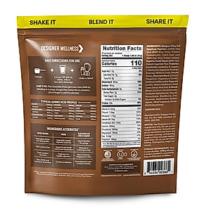 Designer Wellness, Designer Whey, Natural Whey Protein Powder with Probiotics, Fiber, and Key B-Vitamins for Energy, Gluten-Free, Gourmet Chocolate 4 lb