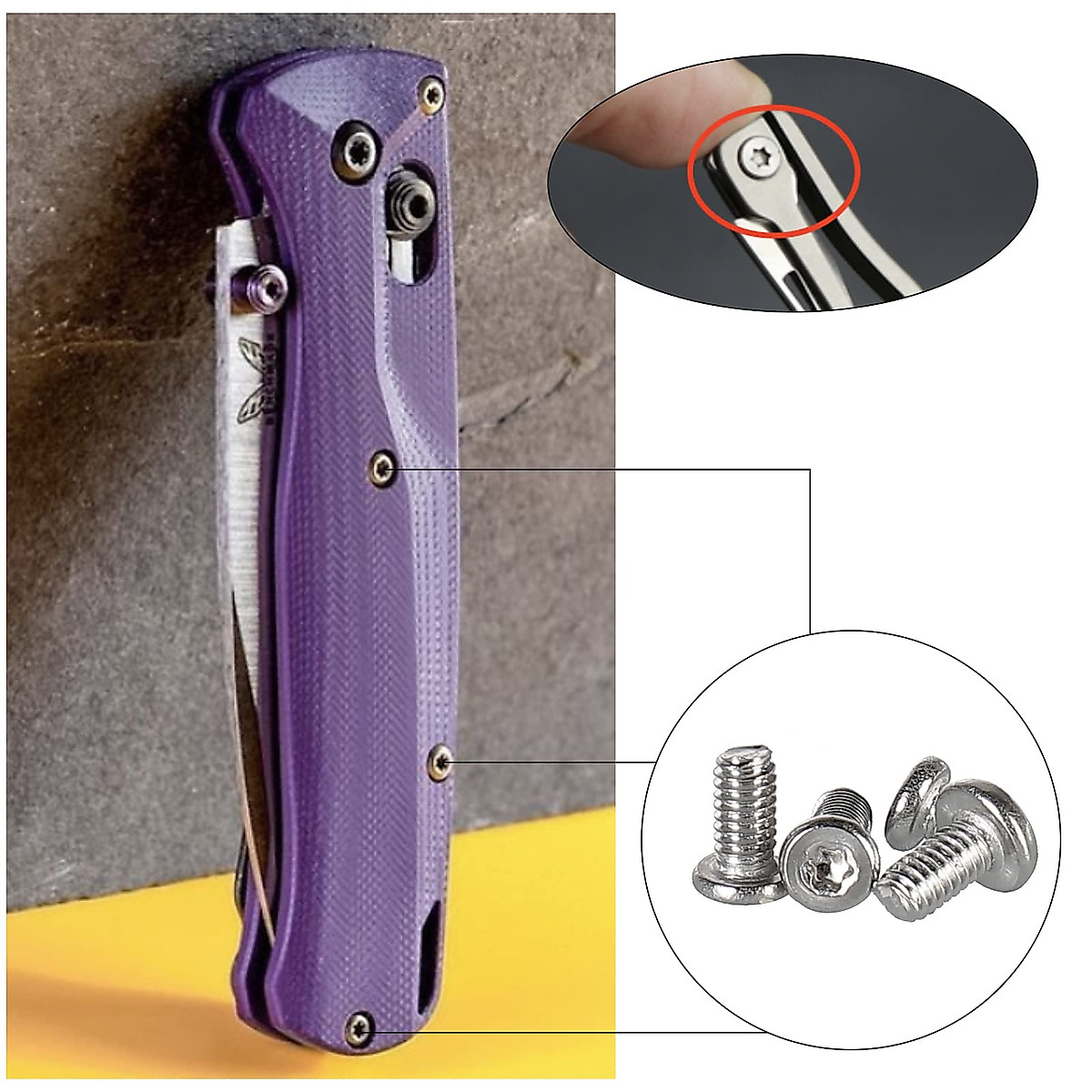 HanTof 100pcs Pocket blade knife handle screws,Knife Pocket Clip Screw,Tactical Survival Knife Screw,EDC folding knives hilt fasteners,shaft pivot pin rivets,M2.5 Machine Screws,Stainless Steel,4 Type