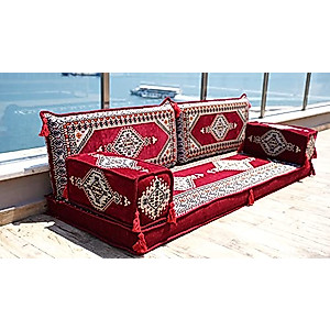 Maroon Sectional Sofas, Arabic Majlis, Turkish Rug, Sofa Bed, Terrace Sofa, Floor Couch, Yoga Sofa, Living Room Furniture, Loveseat Sofa (Sofa Only, 4'' Thickness (10 cm))