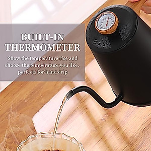 Nueve&Five Gooseneck Electric Kettle with Thermometer， Black Electric Kettle 1L with Auto Shut-Off，1000W Hot Water Kettle of Stainless Steel， Pour Over Kettle for Coffee & Tea