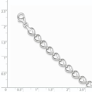 IceCarats 925 Sterling Silver Heart Love Chain Charm Bracelet