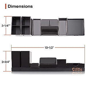 Customizable Desk Organizer, Bamboo Wood Base with Magnetic Trays, Desktop Organization Holder for Pen, Pencil, Office Supplies, and Accessories, Perfect for Home Office or College Dorm Room, Black