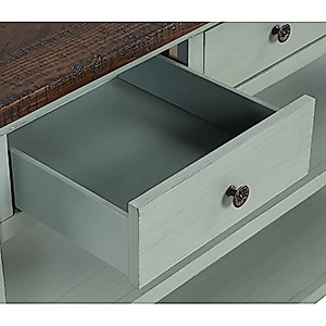 HomSof Console Table 48'' Solid Wood Modern Entryway Sofa Side Table with 3 Storage Drawers and 2 Shelves Green