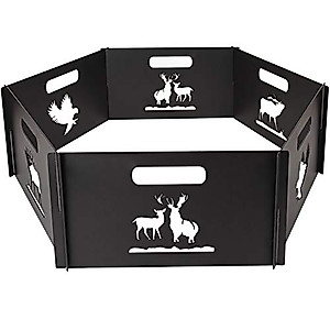 INNO STAGE 28" Heavy Duty Steel Firepit Ring for Outdoor Camping Living Round Wilderness-Deer,Wood Burning with Portable Carrying Bag, Thick Metal Fire Pit for Outside Patio, Backyard, Camping,Bonfire