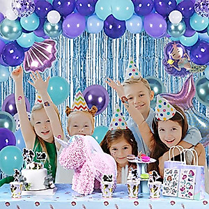 Freechase Mermaid Theme Birthday Decorations - Mermaid Party Decorations Supplies Include Mermaid Balloons Garland Kit, Mermaid Birthday Backdrop, Tablecloth, Mermaid Decorations for Birthday Party