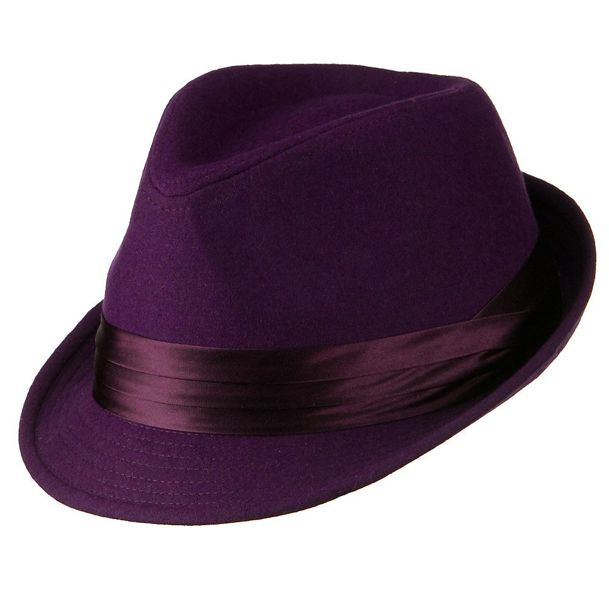 Fedora with Pleated Satin Band - Purple OSFM