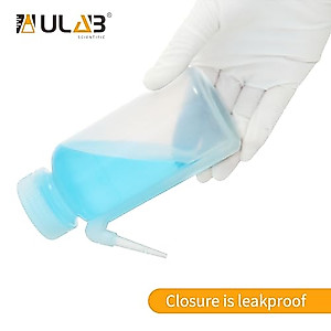 ULAB Scientific Wide Mouth Unitary Wash Bottle, 250ml 500ml 2pcs for Each Size, Plastic Squeeze Bottles, LDPE Bottle with PP Draw Tube, UWB1009