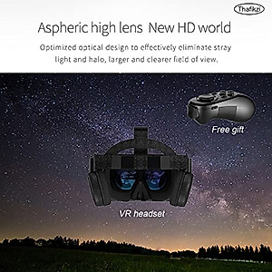 VR Headset Compatible with iPhone & Android Phone - Universal Virtual Reality Goggles with Remote Control - 3D VR Glasses Play Mobile Games Watch 3D Movies Gift for Adults/Kids Eye Protection (Black)