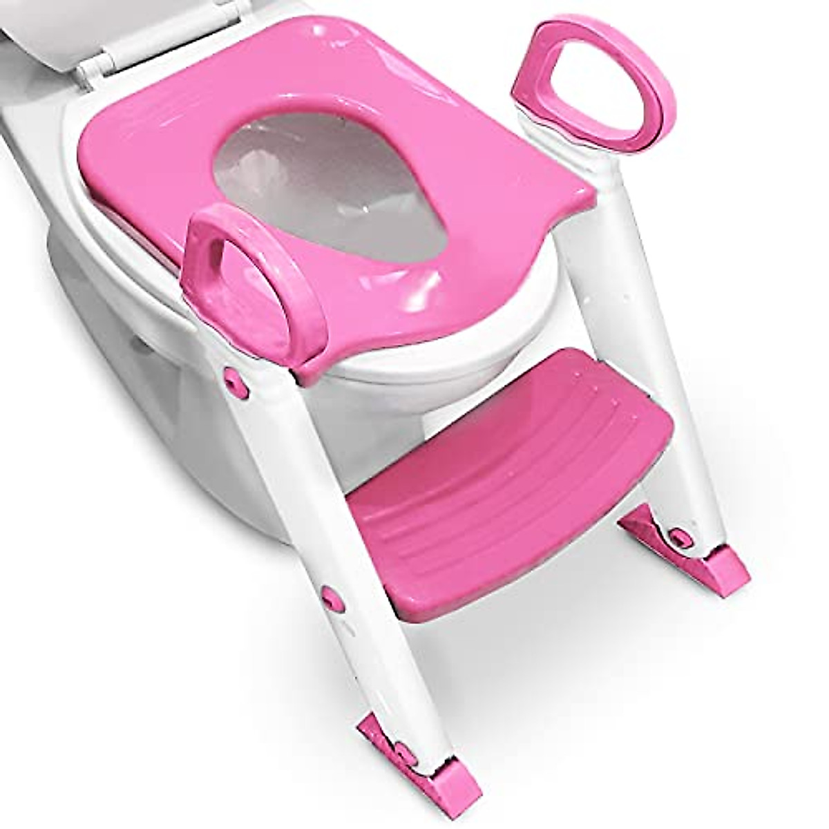 Potty Training Seat with Step Stool Ladder, Alayna Potty Training Toilet for Kids Boys Girls Toddlers Baby-Comfortable Safe Foldable Adjustable Potty Seat Trainer with Anti-Slip Pads Ladder