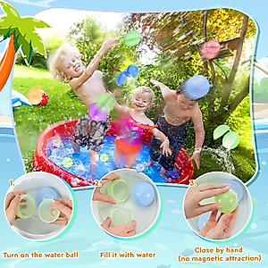 12Pcs Reusable Water Balloons - Silicone Self-Sealing Water Balls, Refillable Water Balls for Boys and Girls, Soft Water Bombs Fun Outdoor Beach Bath Water Toys Summer Swimming Pool Party Supplies