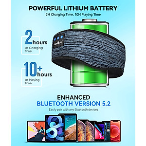 MUSICOZY Sleep Headphones Bluetooth 5.2 Headband, Wireless Music Sleeping Mask Headphones Earbuds Earphones Sweatproof for Women Mom Sports Workout Running Jogging Yoga Cool Gadgets Unique Gifts
