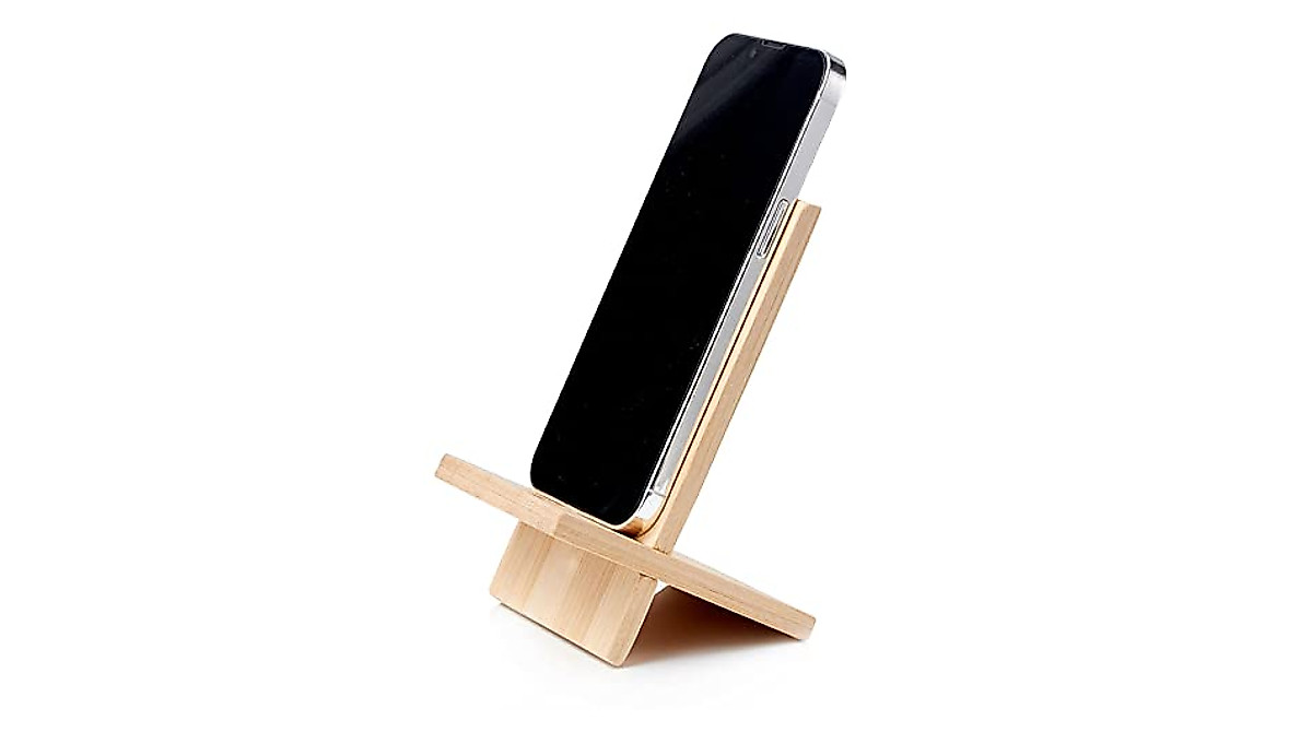 FadyDail Bamboo Cell Phone Stand with Charging Hole, Detachable Wood ...