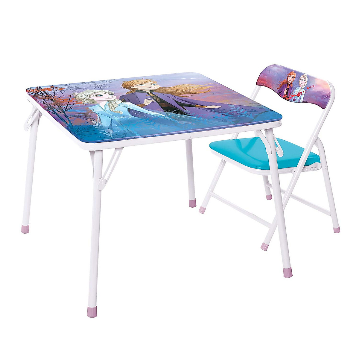 Disney Frozen Activity Table & Chair Set for Toddlers 24-48M, Includes 1 Table & 1 Chair - Sturdy Metal Construction, Table: 20"L x 20"W x 16.4"H, Chair: 12"L x 11.6"W x 17.7"H - Weight Limit: 70 lbs