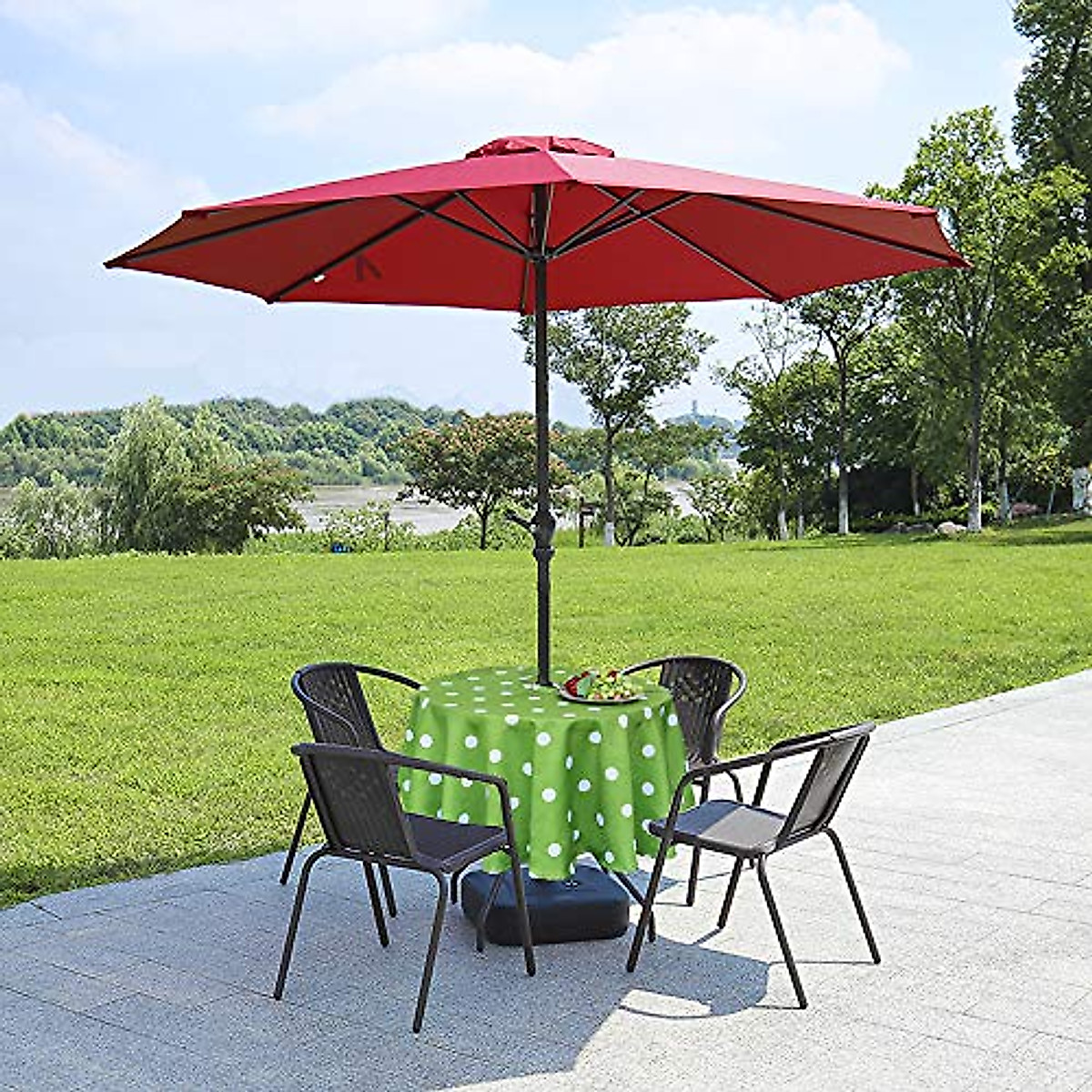 Eternal Beauty Outdoor Tablecloth Round 60" Spillproof Outdoor Tablecloth with Umbrella Hole Zipper for ST Patric Day Spring Summer Patio Table (Green Polka Dot)