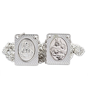 Scapulars Catholic I Sacred Heart of Jesus & Our Lady of Mount Carmel Medals I Stainless Steel Scapular Necklace for Women & Men - 14 Inch long I Catholic Religious Necklace - Stamped Icons